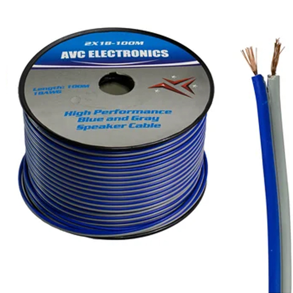 Cable Polarizado AVC 2x18 Azul-Gris 100Mts - AVC Electronics